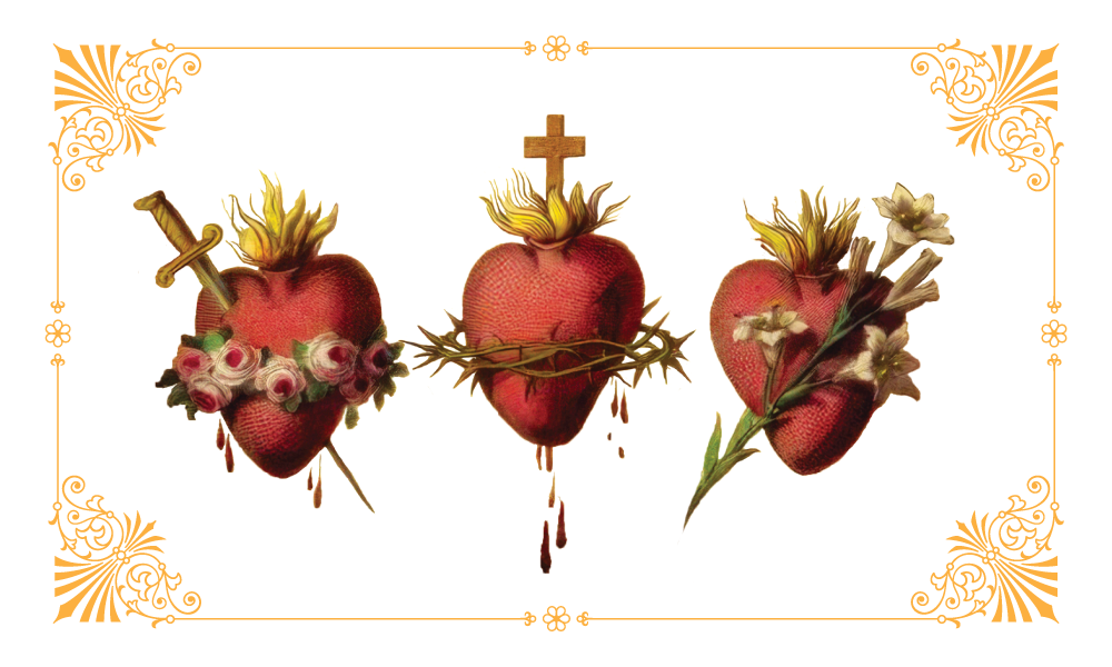 Three Holy Family Hearts Flag - tradflags.com